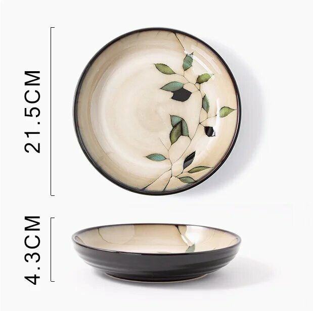 Кухонная керамическая глубокая тарелка в китайском стиле, домашняя тарелка для салата, персонализированная тарелка, креативная старомодная посуда с ручной росписью D