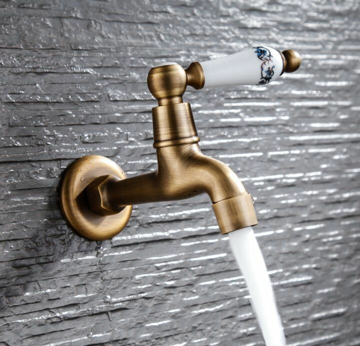 Кран для бани, хамама , для дачи с керамической ручкой