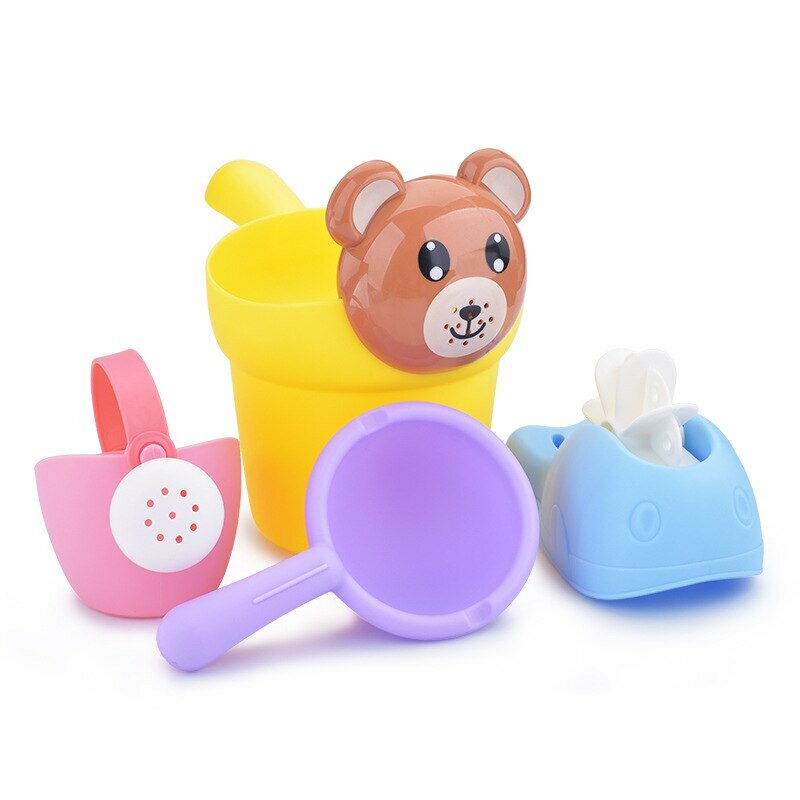 4pcs дети песок играть ванна воды игрушки мультфильм мальчик и девушка утка медведь душ ребенок воды горшок набор пляжной безопасности забавные детские игрушки aa50 ванна игрушки (красочные)