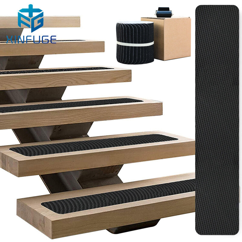 Листок антискользящий для лестницы PEVA лестничный клейкий антискользящий стикер прозрачный светящийся педаль лестницы лента антискользящая 4*32 дюйма (10*81 см) 15 шт + Рулон ромбовидный узор черный