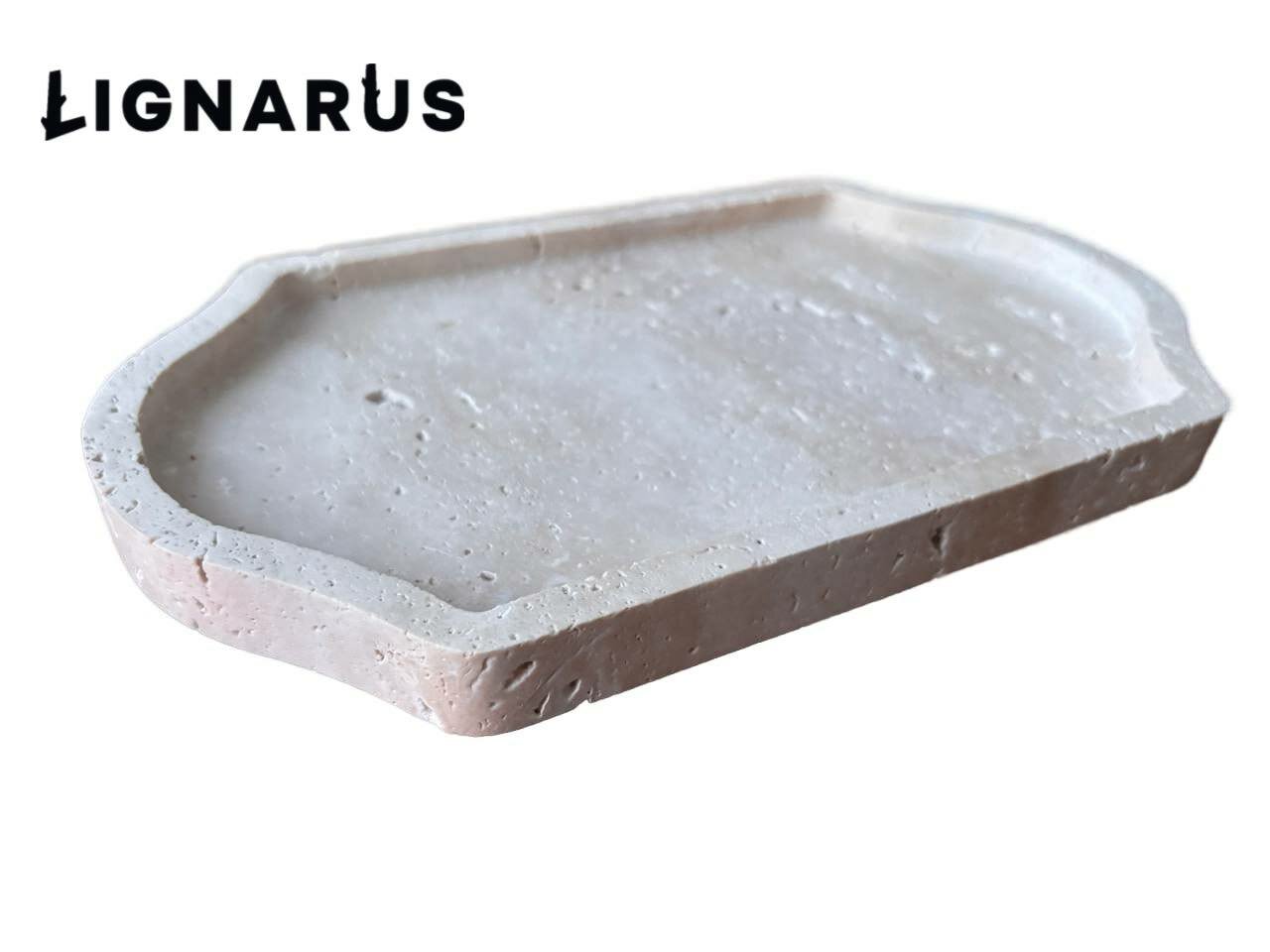 Декоративный поднос, травертин, ручная работа, закругленные края, 25x15 см