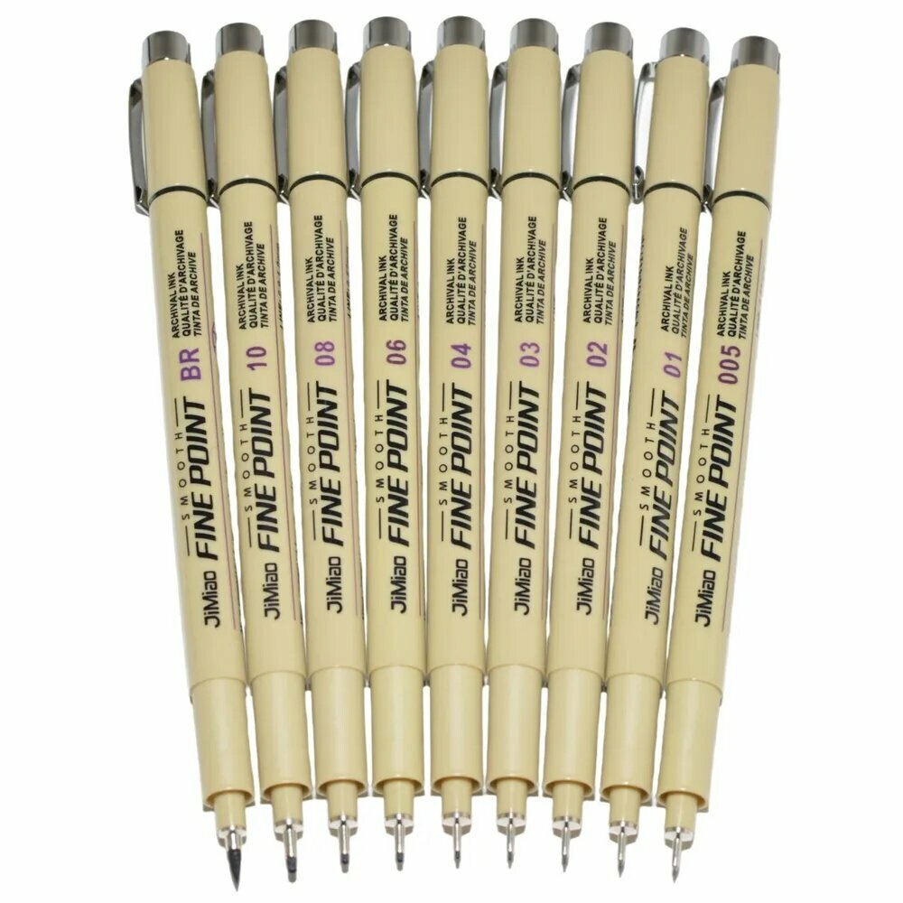 Intelligent Набор ручек Капиллярная, Линер, толщина линии: 0.05 мм, цвет: Черный, 9 шт.