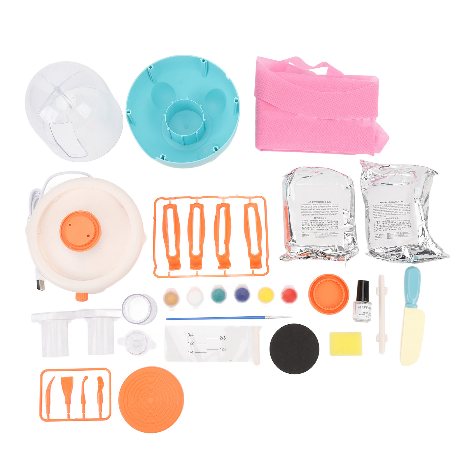 Детский гончарный круг с глиной и инструментами, подключаемый к сети, электрический гончарный станок с регулируемой скоростью, принадлежности для творчества для начинающих и детей.