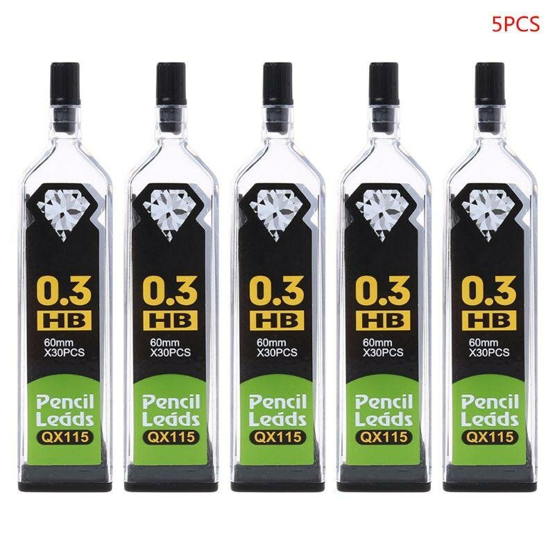 Стержни для автоматических карандашей 5 шт, 0.3/0.5/0.7/0.9 мм, HB 2B, 0,3мм (HB)