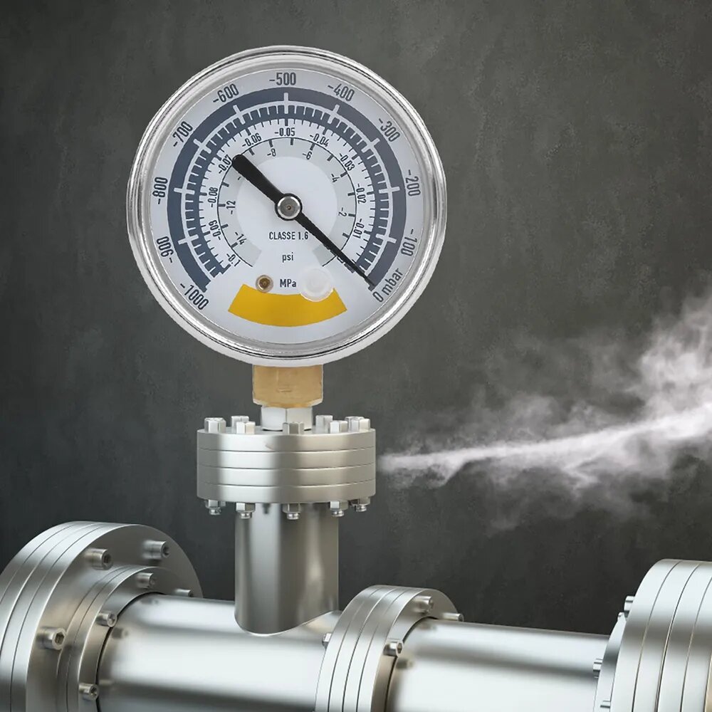 Манометр вакуумметр 0 ~ -14 psi, радиальное подключение 1/8", класс точности 1.6, артикул: 4424164782 — фото 1