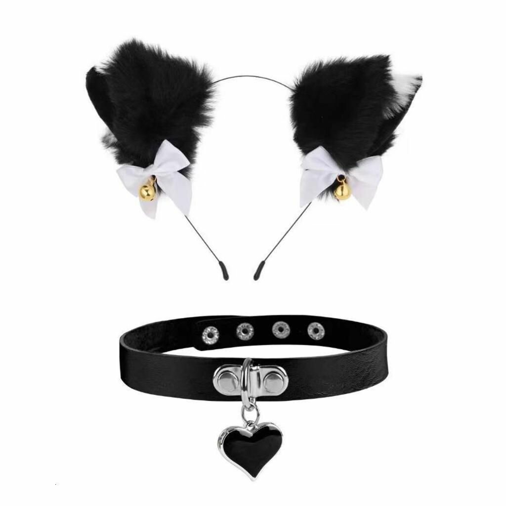 Повязка на голову в форме ушек котенка и колье-чокер с мультяшными ушками, Повязка на голову для косплея