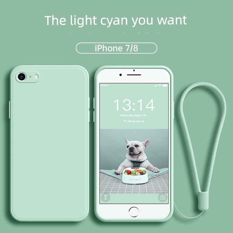 Ультратонкий силиконовый чехол для iPhone 7/8/SE — полная защита от падений и скольжения в цвете бледного зеленого