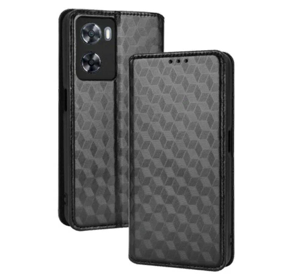 Чехол-книжка MyPads Elegante pattern Rombo для OPPO A57 5G(2022) / A56s из импортной эко-кожи с 3d узором
