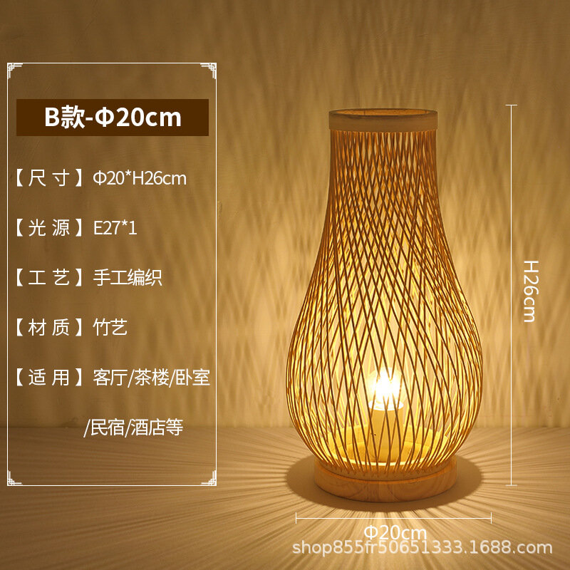 Новая настольная лампа в китайском стиле из бамбука для чайной комнаты, зен-гостиная, клубный дом, гостевая комната, настольная лампа из бамбука, атмосферная лампа для спальни
