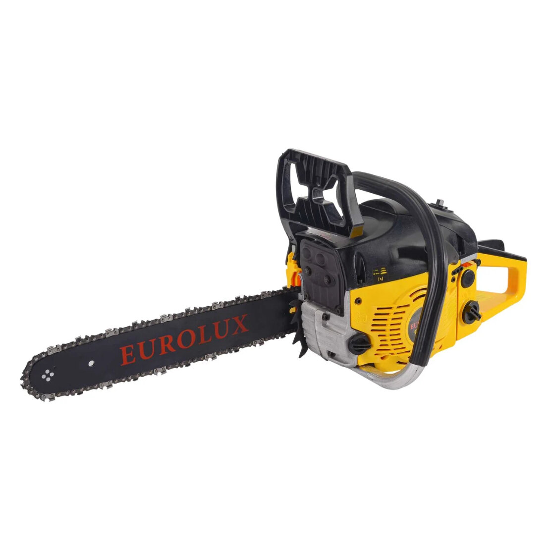 Пила цепная бензиновая Eurolux GS-4516, 3.1 л. с. (2.3 кВт), бак 0.55 л, 57 звеньев, тормоз цепи, желтый