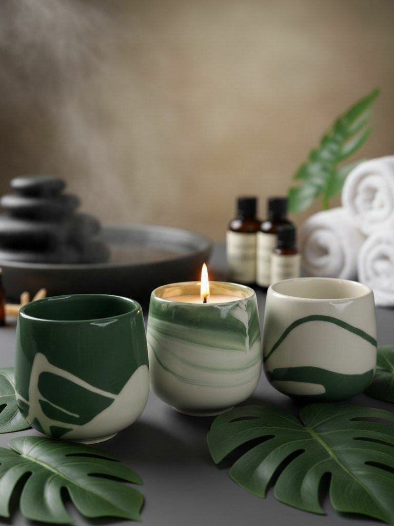 Эко Свеча ароматическая "Эвкалипт 2 в1" в бокале. Авторская работа Абхазия