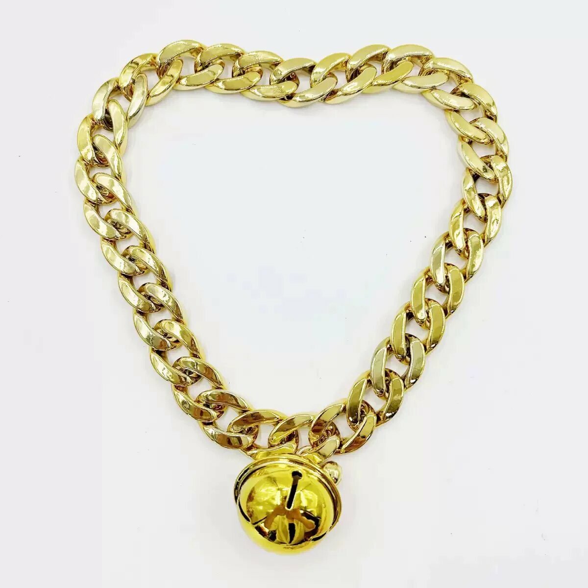 Ошейник для животных с колокольчиком, ошейник для кошек и собак, пластиковая цепь большого размера золотого цвета для