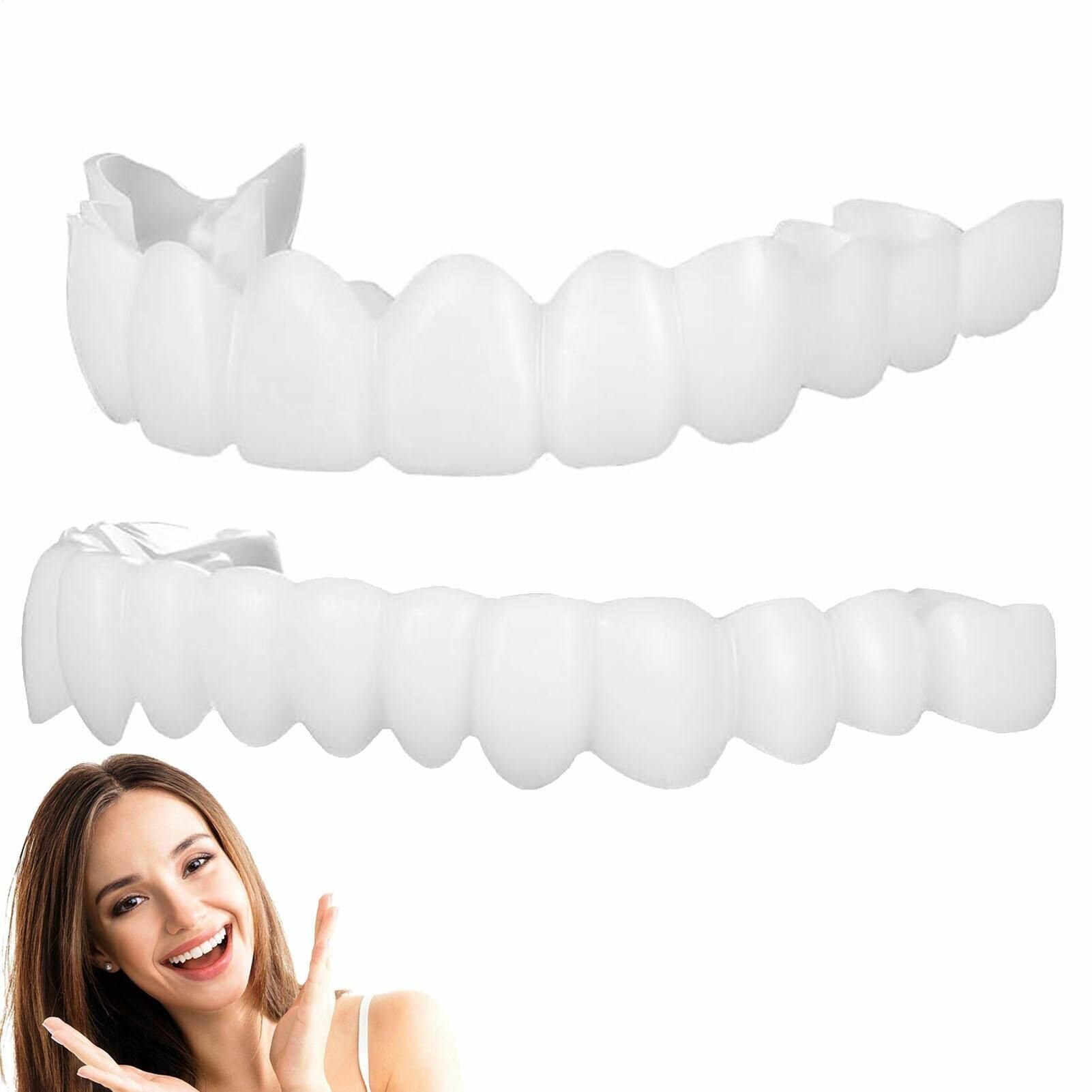 Зубные протезы сверху и снизу, маскирующие зубы