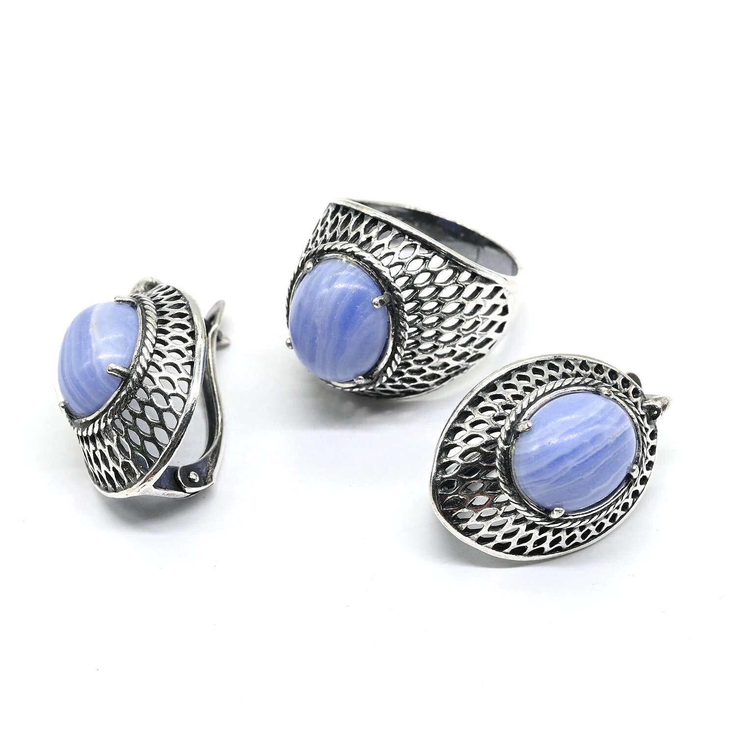 Комплект бижутерии: кольцо, агат