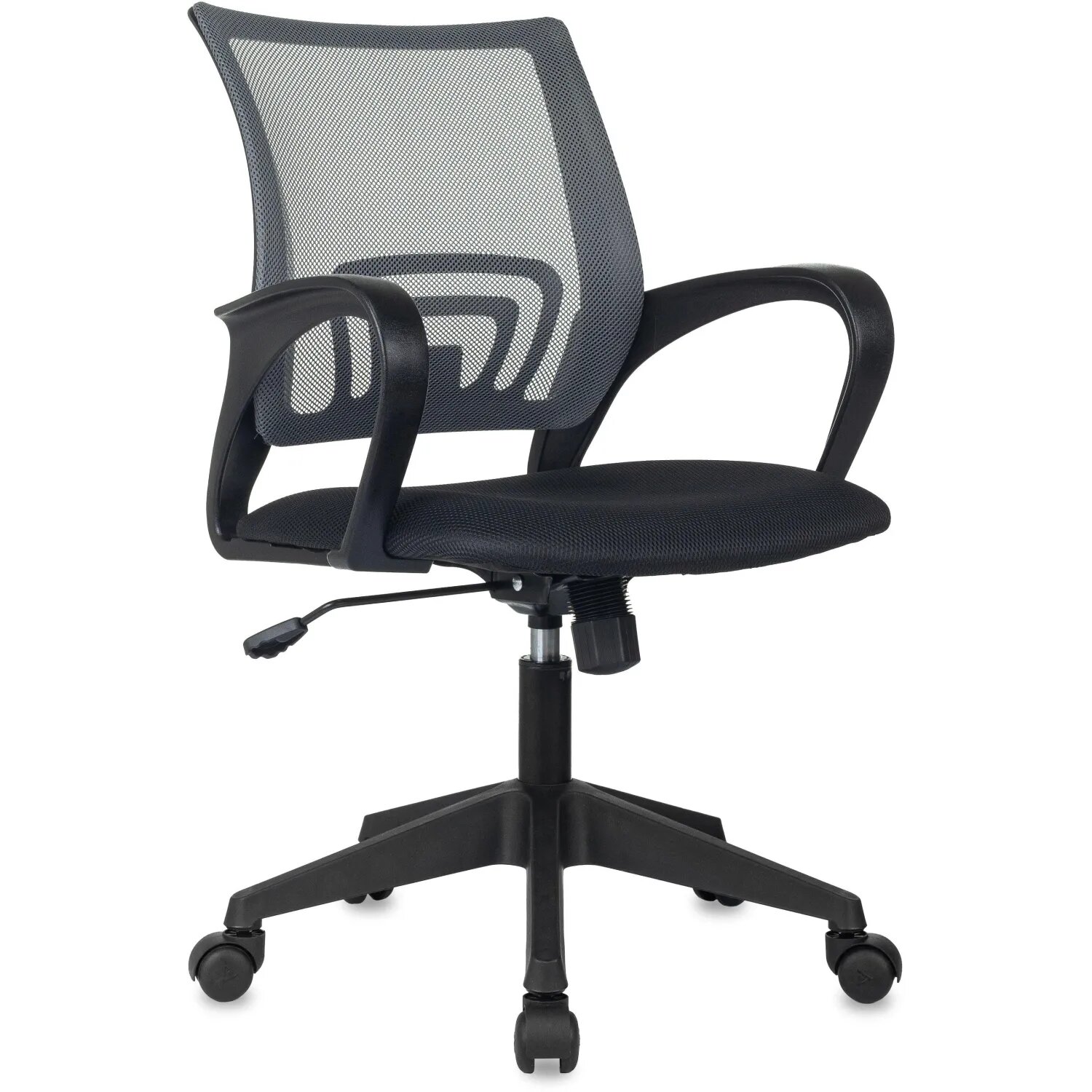 Кресло БР Комус Мебель EChair-396 сетка/ткань, серый/черный, пластик