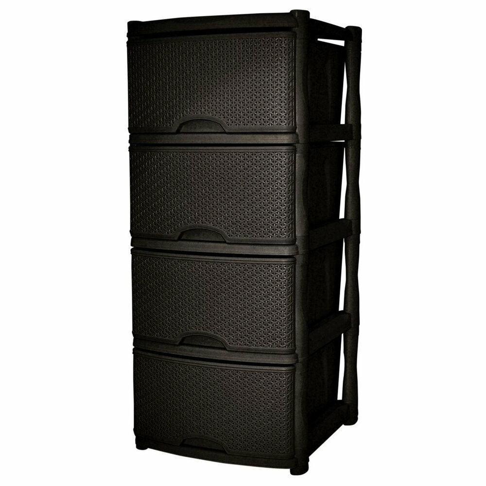 Комод 4-х секционный "Keeplex Rattan", темный каштан