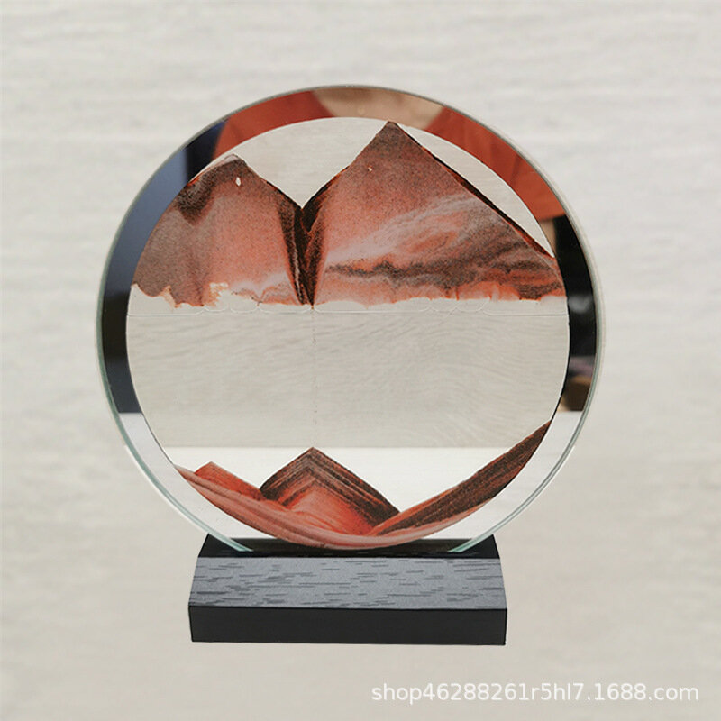 Круглая жидкая песчаная арт-декорация, стеклянная поделка, подарок на день рождения, настольный орнамент, кросс-бордерный продукт