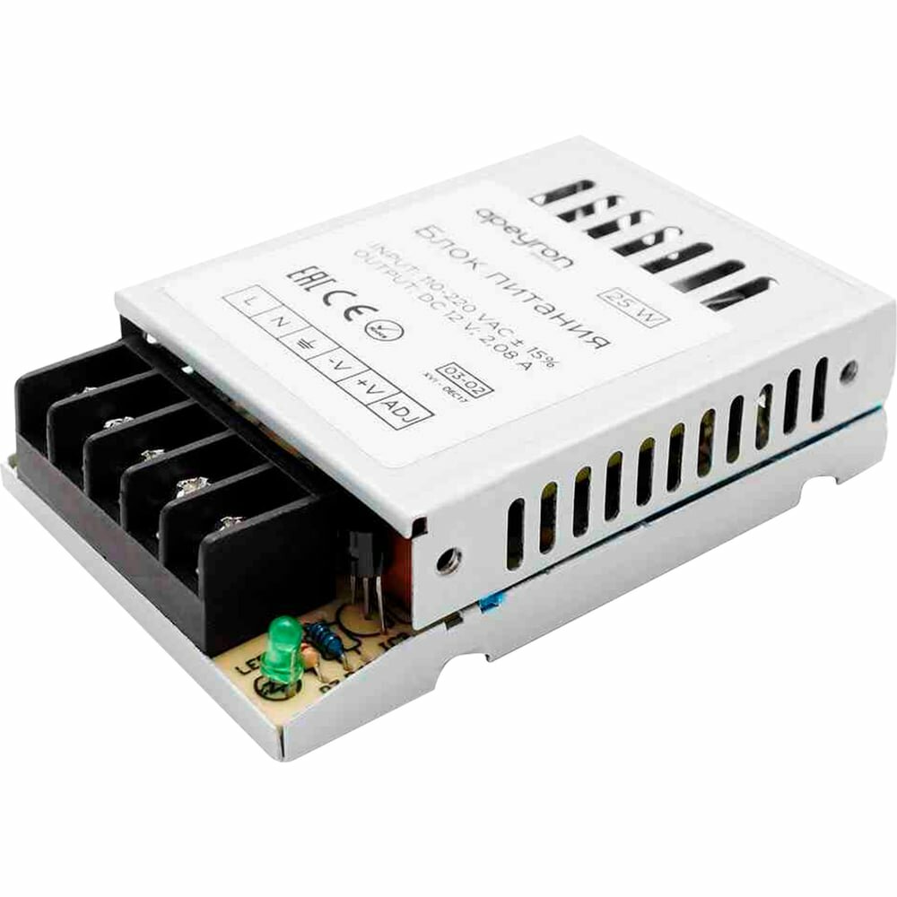 Блок питания Apeyron 12В, 25 Вт, IP20, 2А, металл, 78х48х20мм 03-02