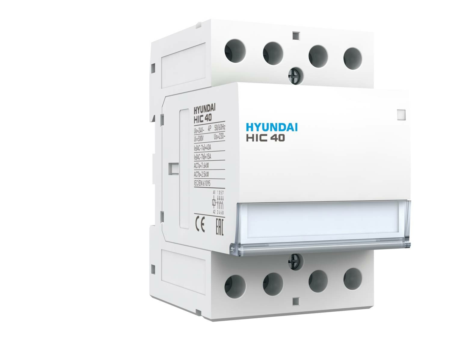 Модульный контактор HIC4040NSX230C 40А, 4 полюса (3 модуля), 4НО, AC 230В HYUNDAI - HY-13.01.02.000464