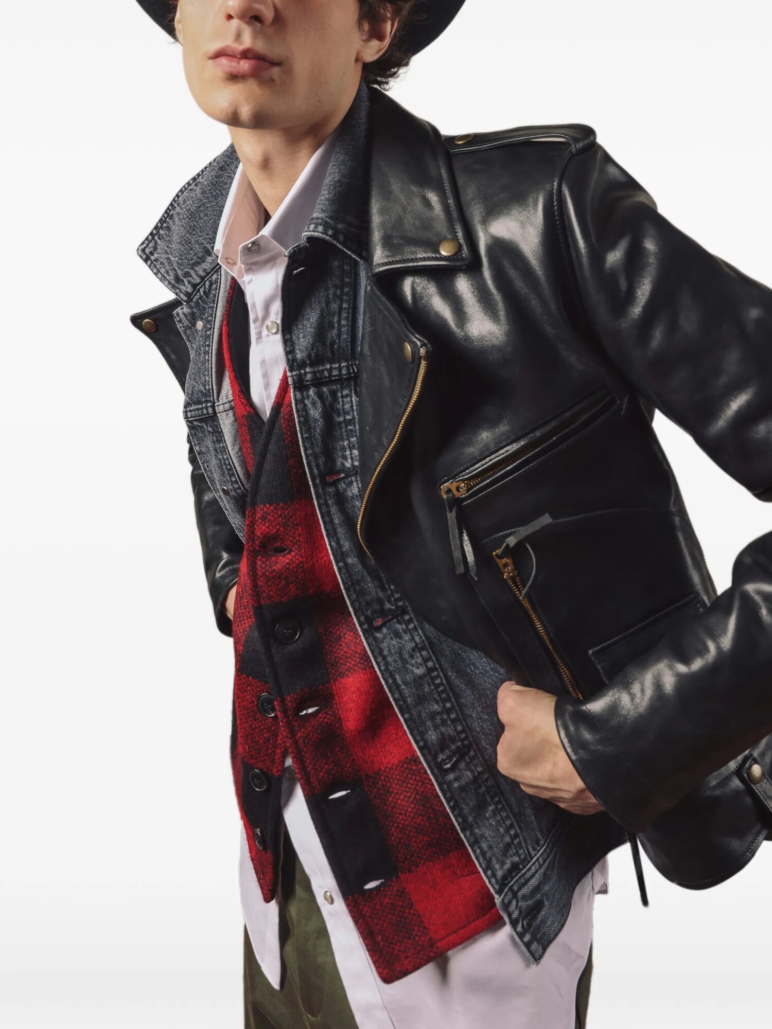 Куртка FORTELA Asymmetrical-zip leather jacket, размер 52 — фото 1