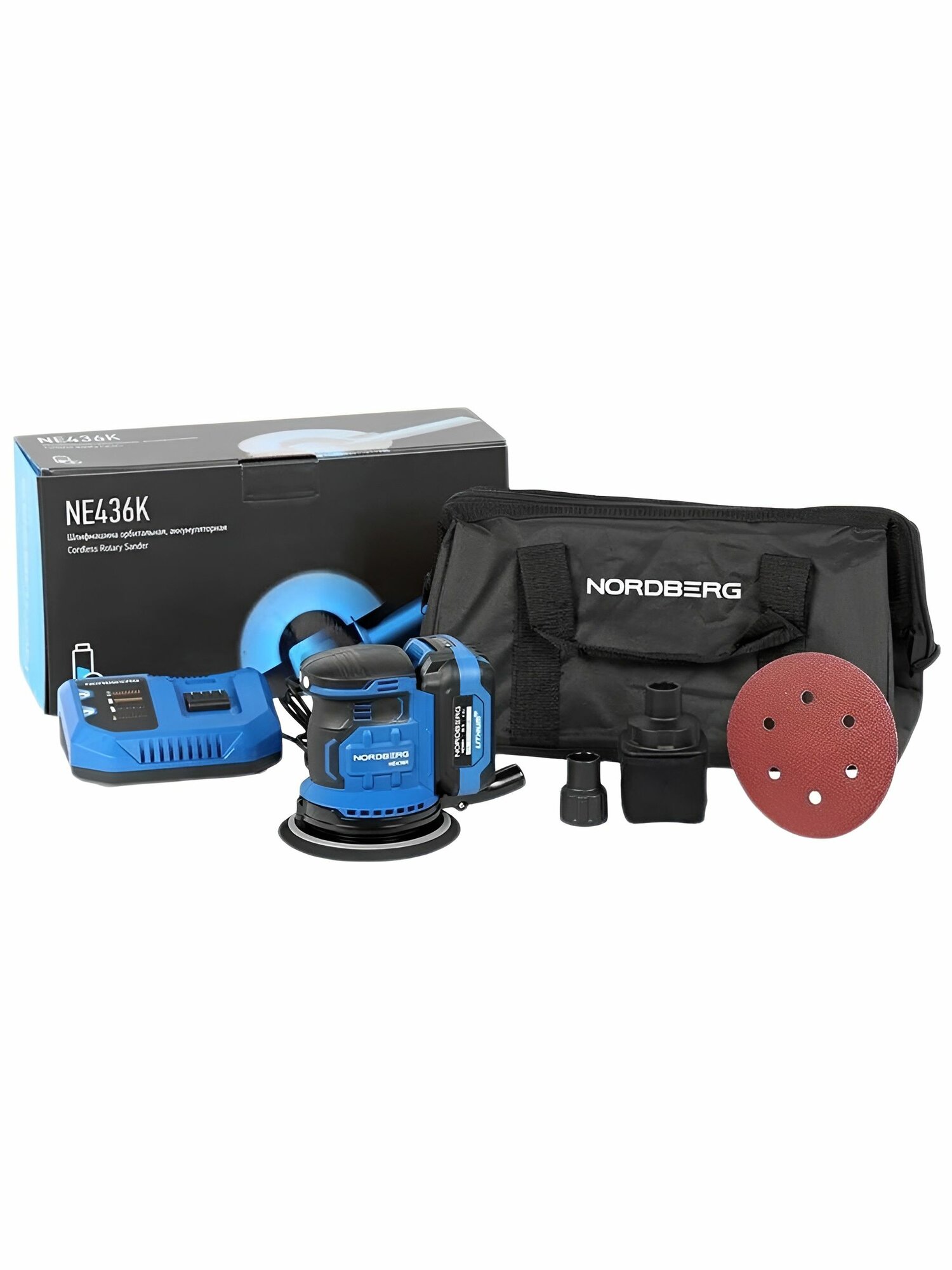Машина шлифовальная орбитальная NORDBERG с регулировкой оборотов, аккумуляторная, 150 мм NE436K