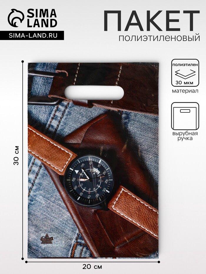 Пакет Мужское решение, полиэтиленовый с вырубной ручкой, 20×30 см, 30 мкм, 100 шт.
