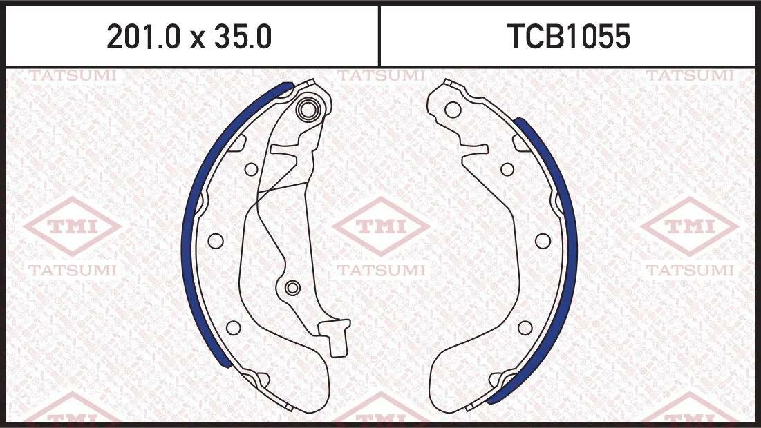 Колодки тормозные TATSUMI барабанные CHEVROLET Aveo, Kalos 02-> (TCB1055)