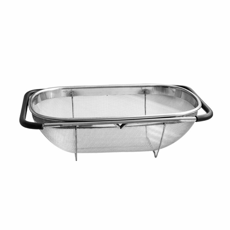 Раздвижная корзина для слива воды из нержавеющей стали 304 для кухонной мойки, новая раковина для мытья фруктов и