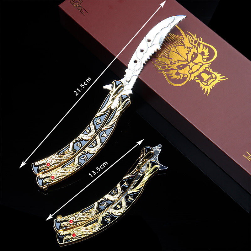 Нож-бабочка с пятью когтями, золотой дракон, складной нож-бабочка, игрушка, модель без лезвия, стильный тренировочный нож для детей
