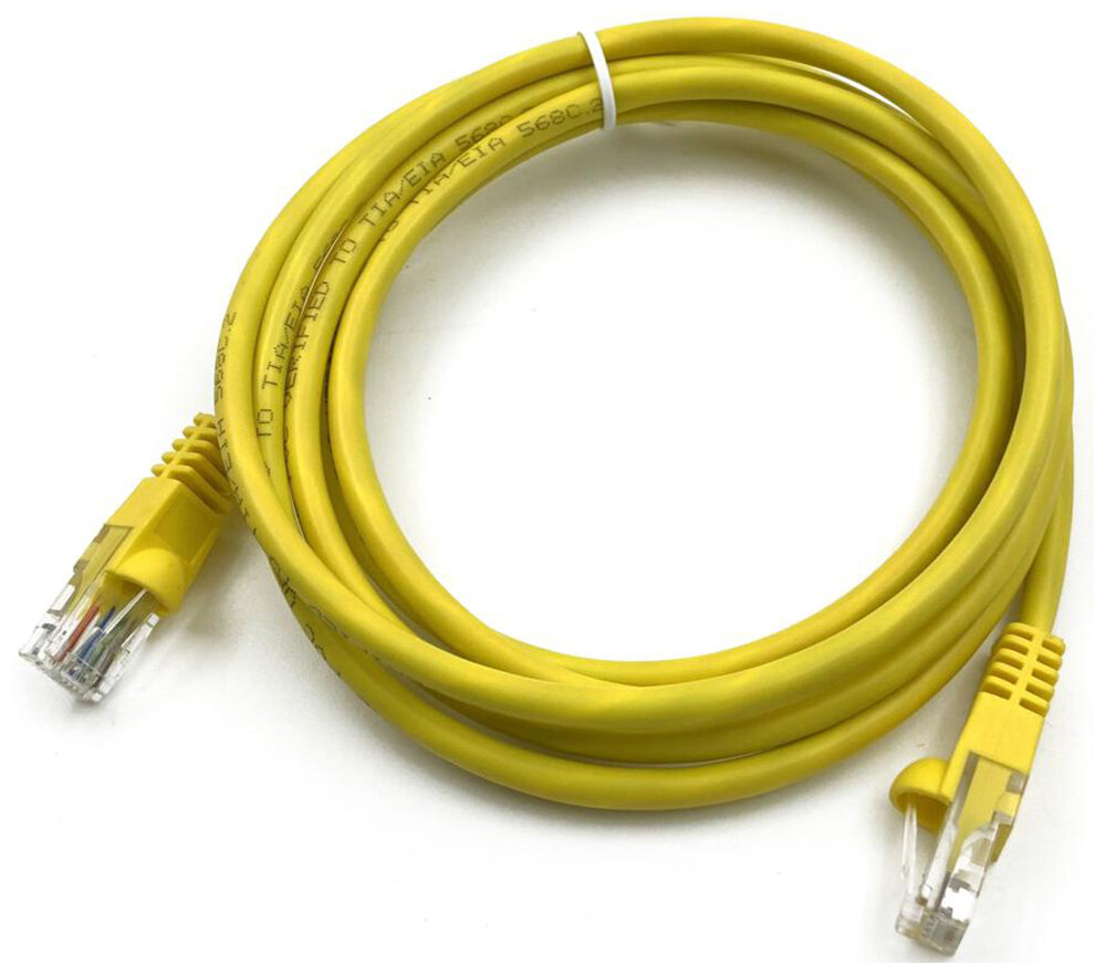 Патч-корд Buro UTP 4 пары cat.5E CCA molded 2м, желтый, RJ-45 (m)-RJ-45 (m) (UTP-5E-2M-Y)