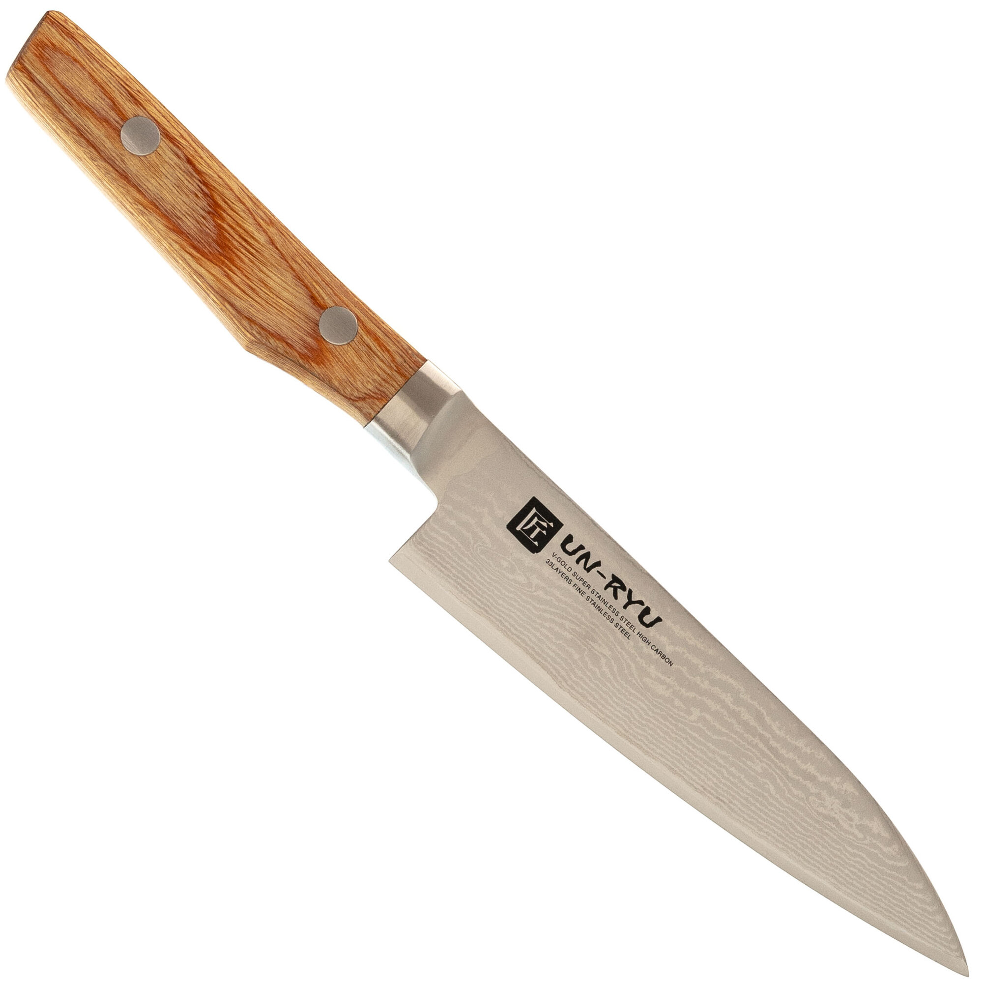 Кухонный нож овощной Shimomura, сталь VG-10 Damascus, рукоять pakka wood