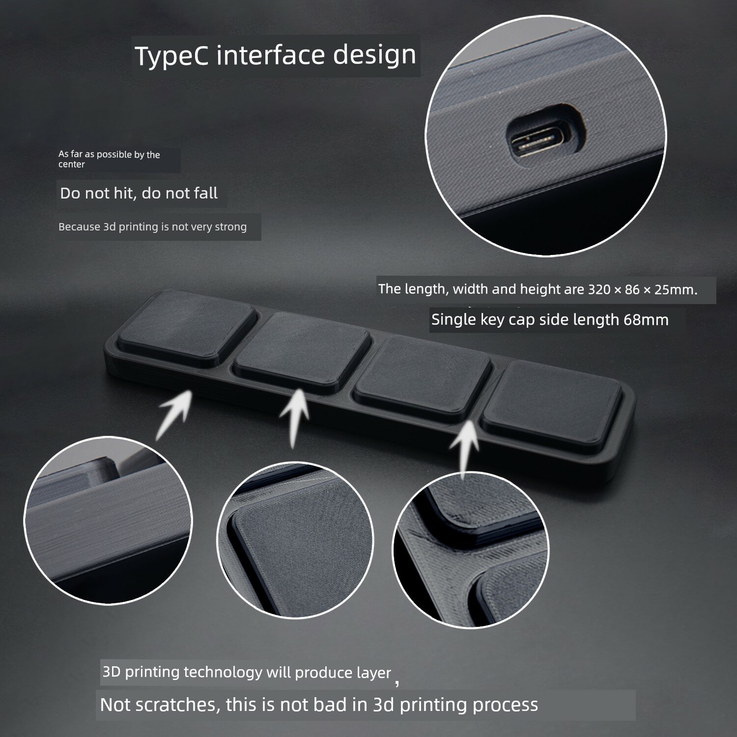 Креативная 4-кнопочная 5-кнопочная очень большая пользовательская клавиатура может менять пространство клавиш.