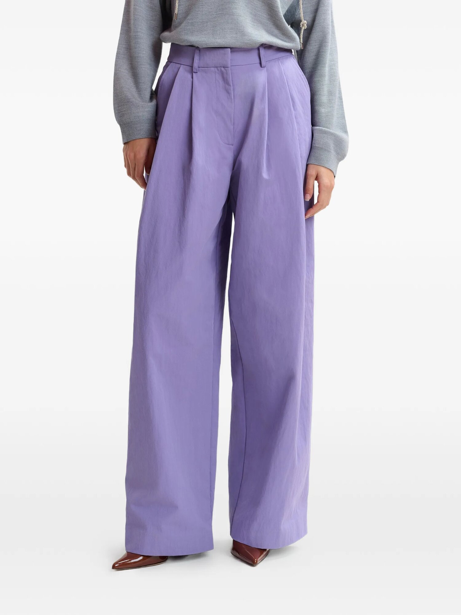 Брюки ESSENTIEL ANTWERP Pleated wide-leg trousers, размер 34, purple — фото 1