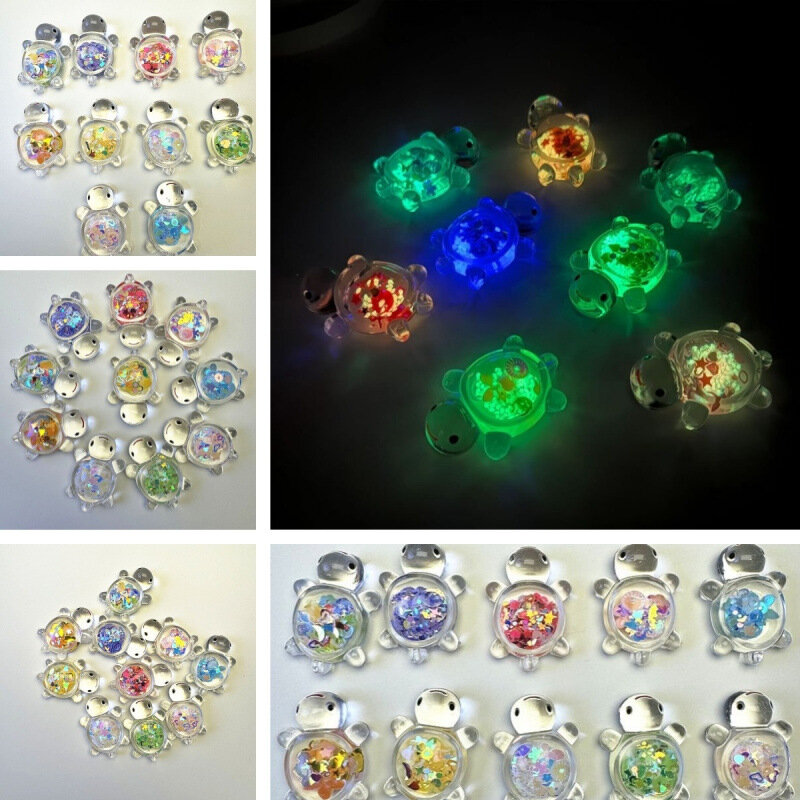 Новые светящиеся прозрачные пайетки в виде черепахи, милые аксессуары для DIY, кремовый клей, настольные украшения, модные игровые аксессуары