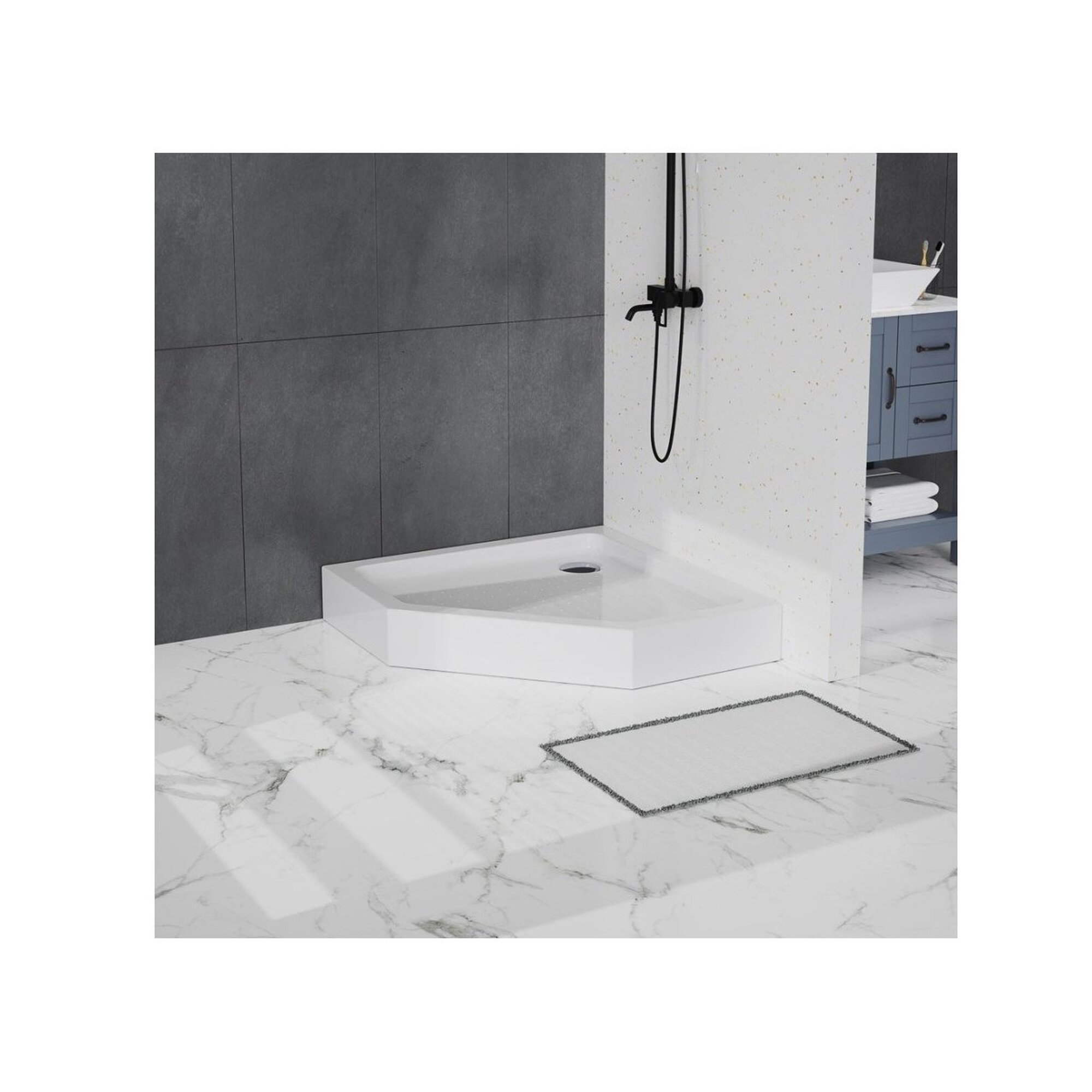 Душевой поддон BelBagno "TRAY-BB-P-90-15-W", акрил, антискользящий, белый