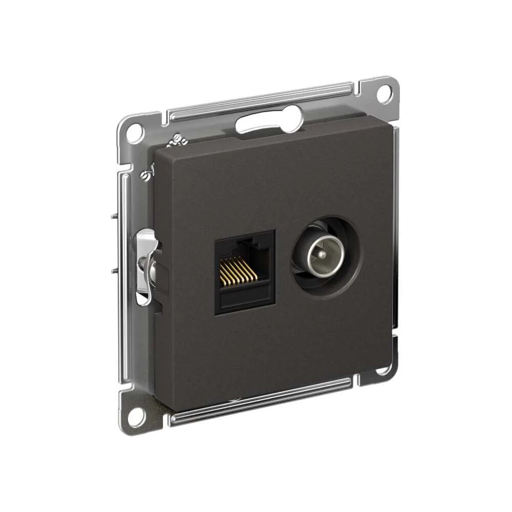 Двойная тв + компьютерная rj45 розетка Systeme Electric Atlasdesign базальт кат. 5е ATN001489