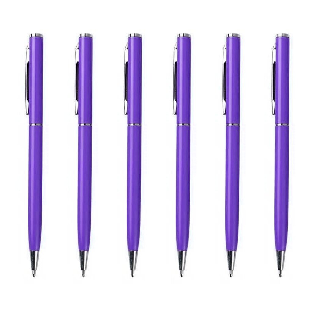 1 упаковка из 6 тонких металлических шариковых ручек-фиолетовый