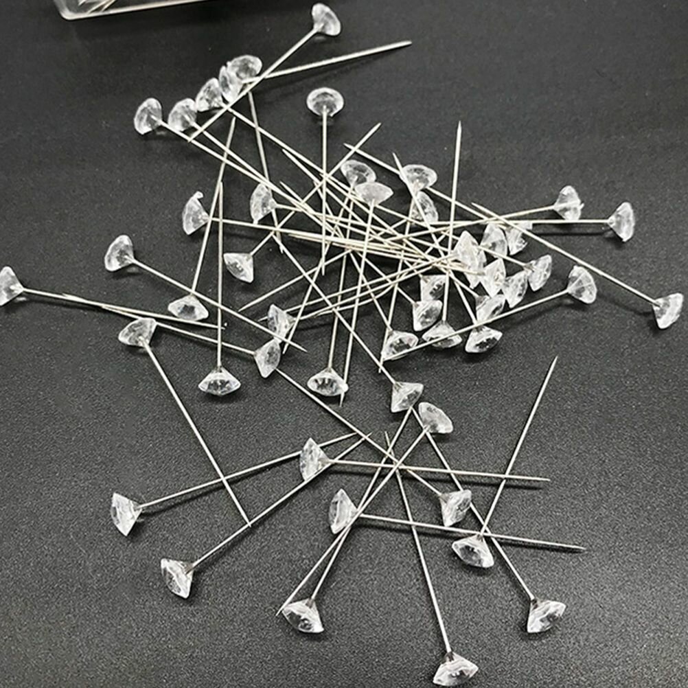 Прозрачные пластиковые булавки с алмазной головкой для шитья и декорирования, ук