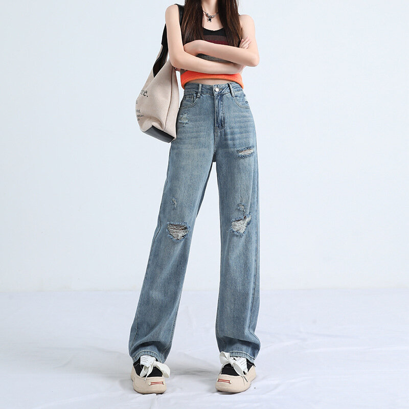 LI Mall Унисекс джинсы велосипедный спорт чистый стиль изогнутые пэчворк прямые деним