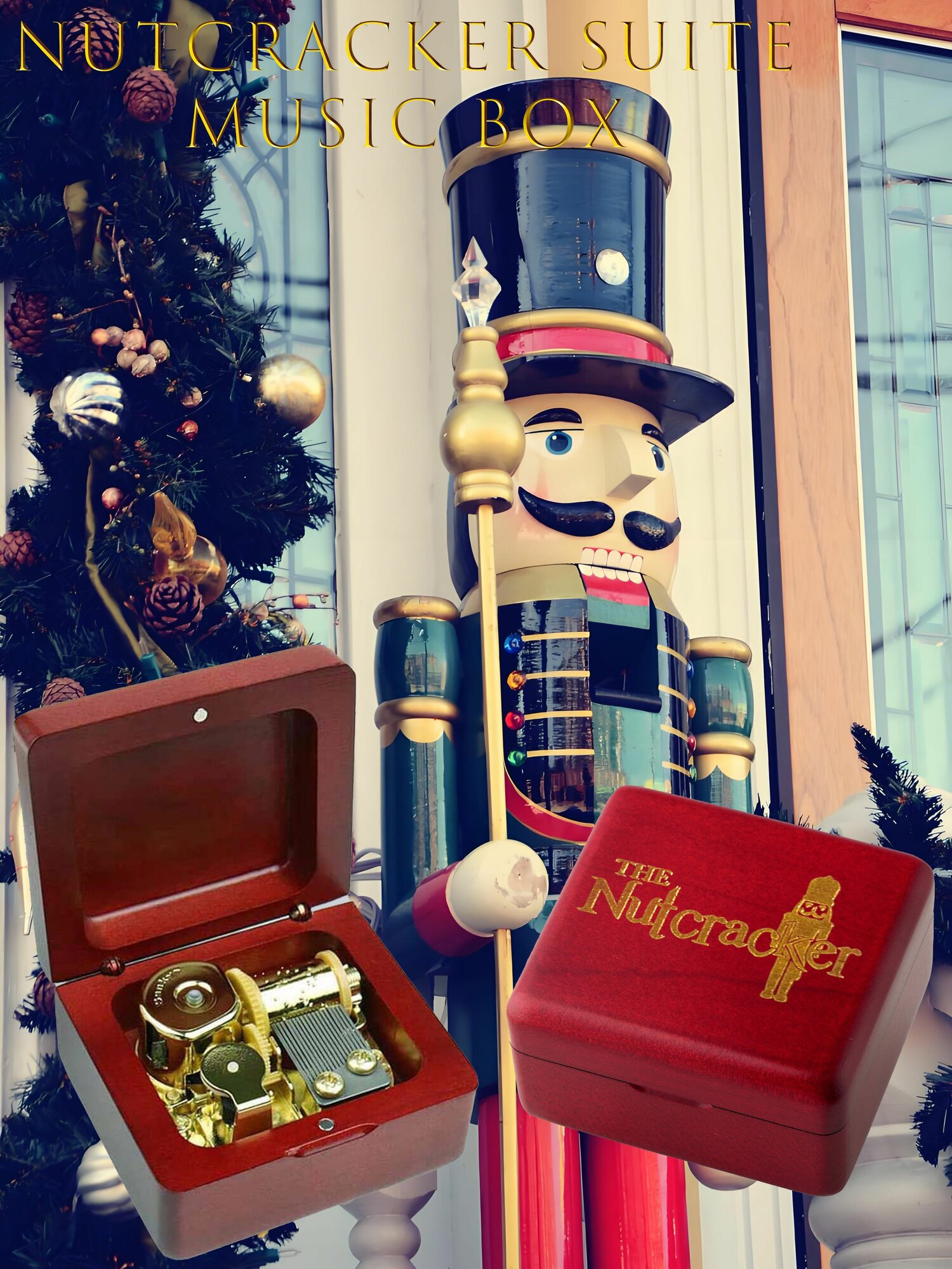 Узыкальная шкатулка Щелкунчик - Марш, заводная, рождественский подарок и декор. Мелодия Чайковского для праздничного настроения