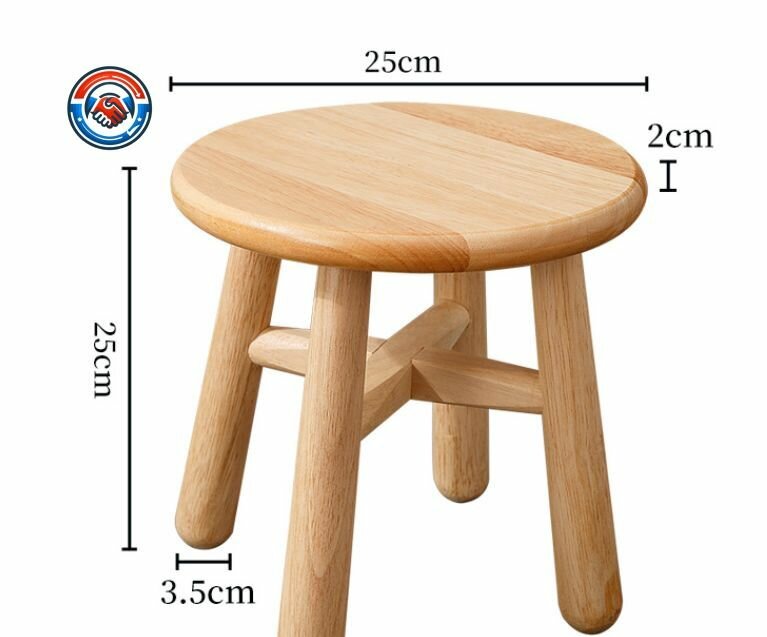 Круглый деревянный табурет из массива, компактный стул для кухни и гостиной, прочный табуретик в натуральном стиле, 1 шт