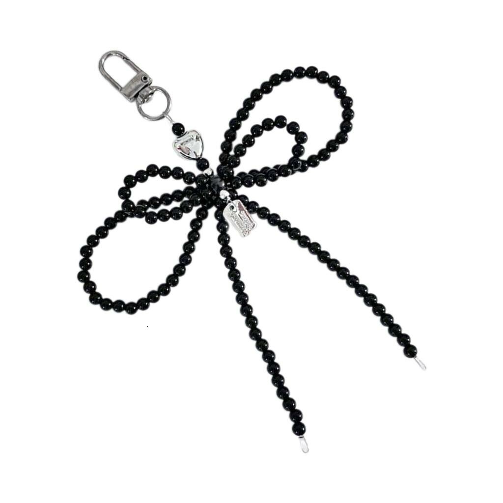 Бусинный брелок-бантик, Черный