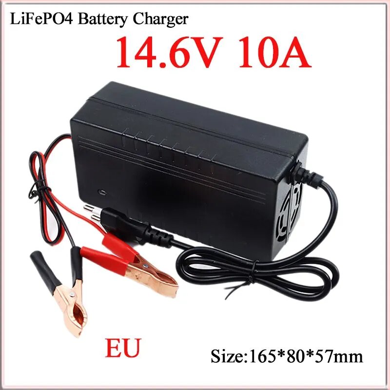 14.6V 10A LiFePO4 Умное зарядное устройство(Clip Plug) 12V 10A 110 - 220V для быстрой зарядки литиево - железных батарей 4S 12V 12.8V 14.4V