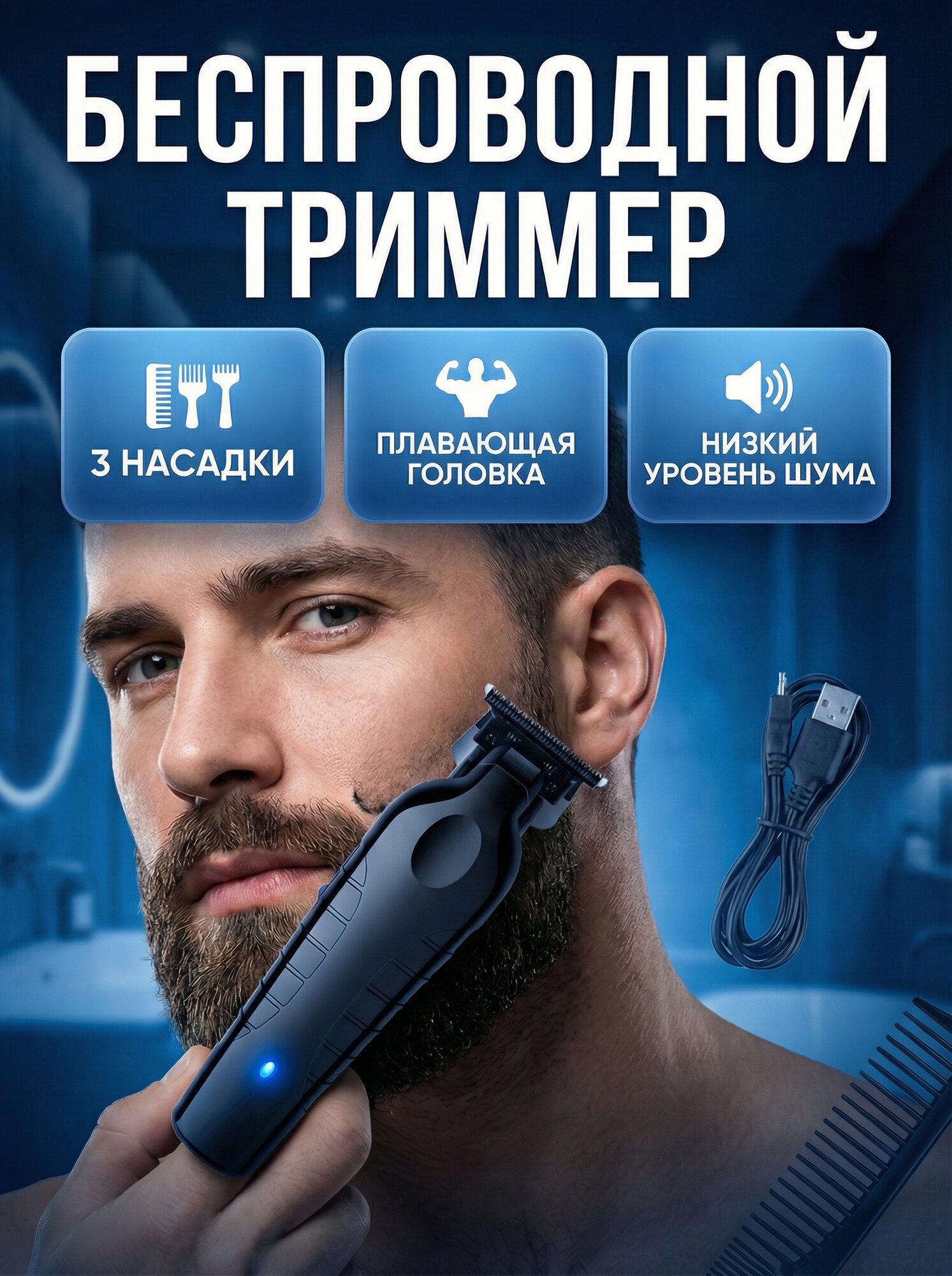 Профессиональная электрическая машинка для стрижки волос Kemei KM-2299 с регулируемой длиной, KM-2299