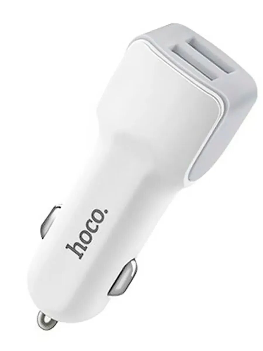 Автомобильное зарядное устройство Hoco Z23, 2.4А, 2USB, белый / зарядка в прикуриватель