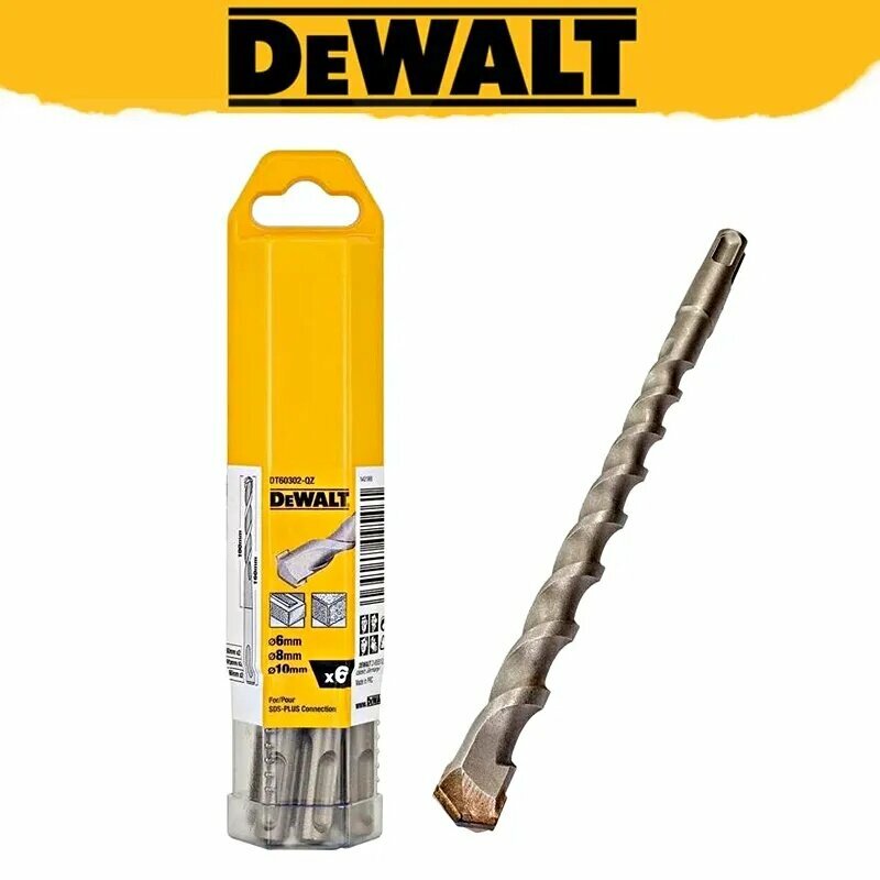 DEWALT DT60302 SDS plus набор из 6 сверл быстрое удаление пыли 2-канавочное спиральное сверло