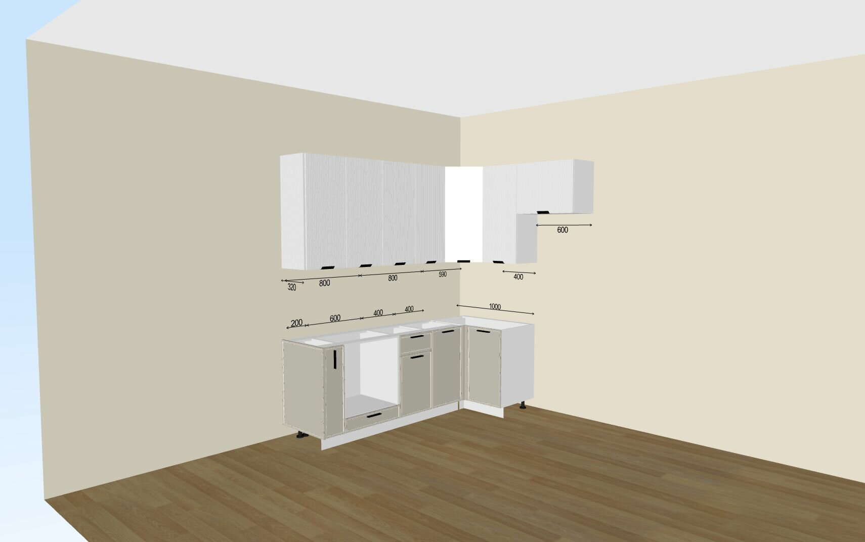 Кухонный гарнитур Ф07766 мм (не для заказа, для ознакомления стоимости на ваш размер)