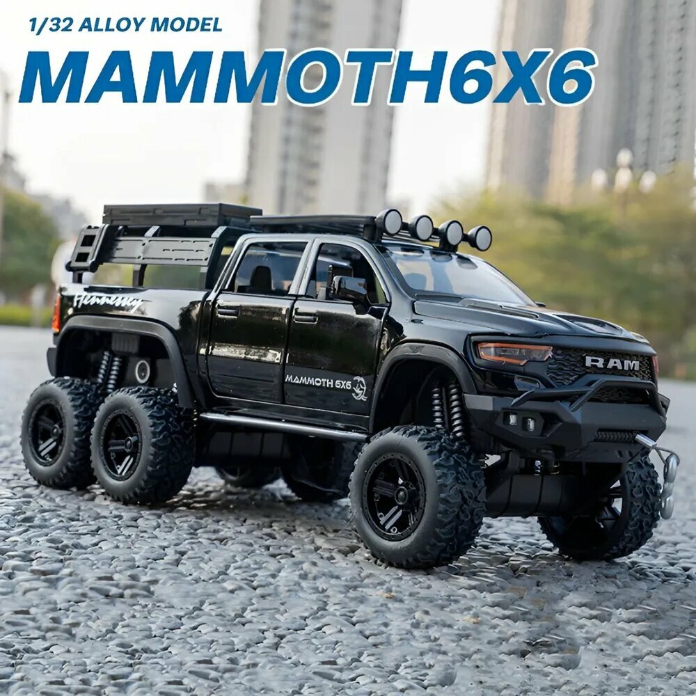 Машинка инерционная Додж RAM металлическая модель 1:32 Dodge Tyrannosaurus Rex RAM 1500 TRX 6*6 , со светом и звуком
