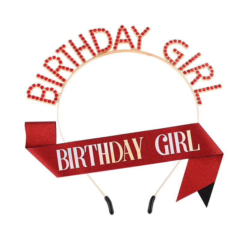 Тиара "Birthday Girl" с лентой, цвет 04