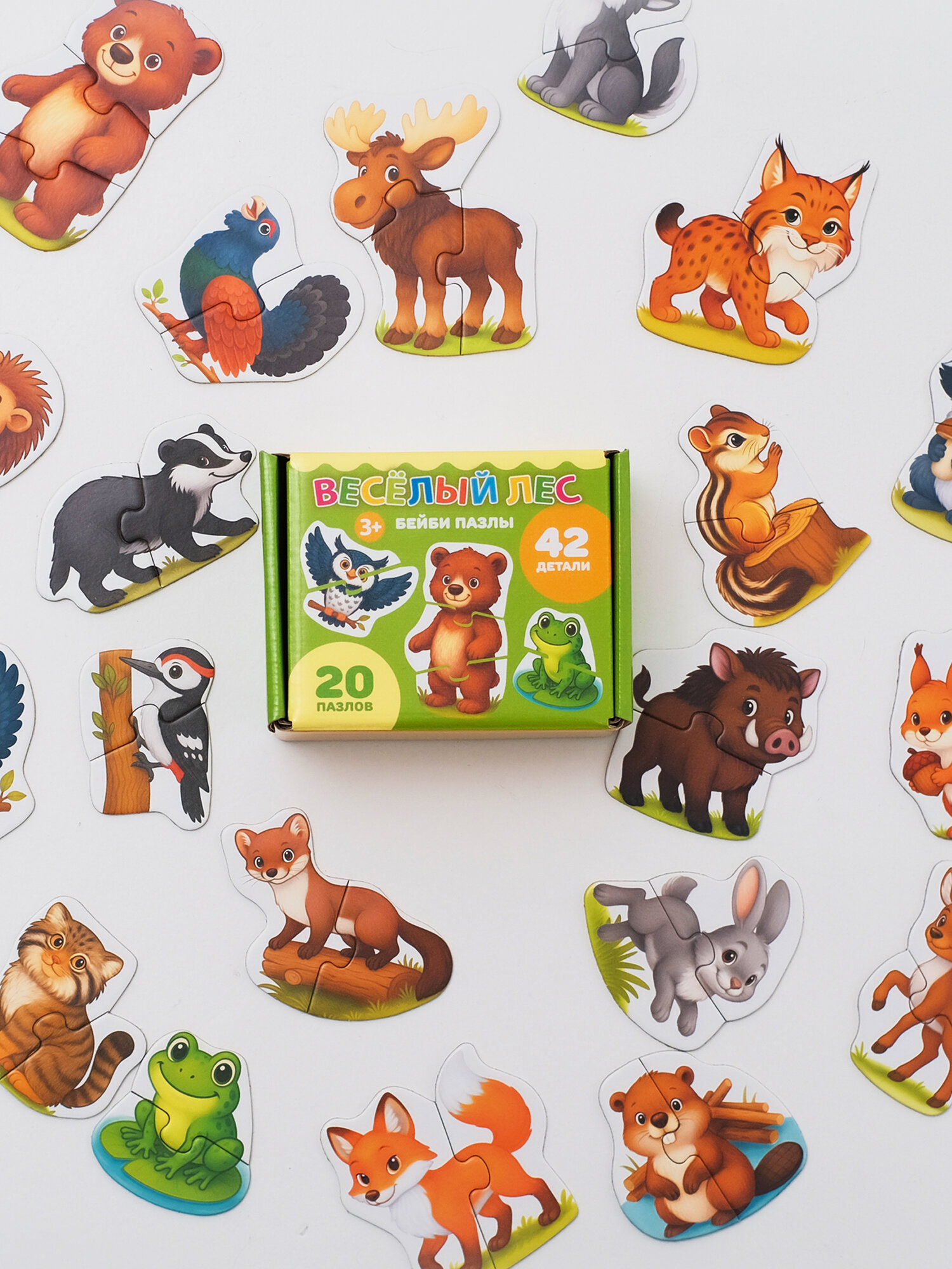Картонные пазлы для малышей Бигр Веселый лес, крупные, УД162